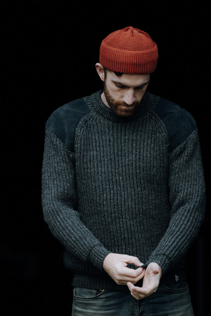 Chunky British Wool Jumper - Charcoal - Idle Torque