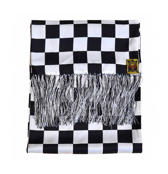 Goldtop - Silk Motorcycle Scarf - Black/White Cheque – Idle Torque